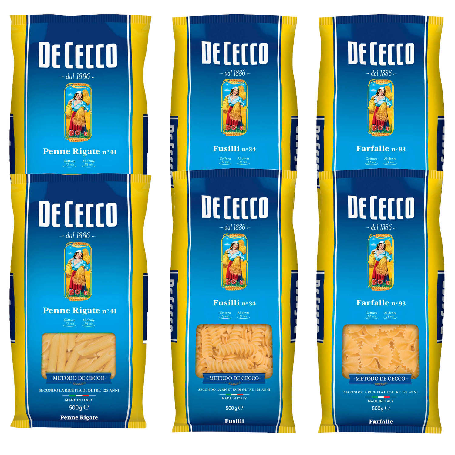 6 paquets de pâtes courtes "Les grands classiques" - De Cecco