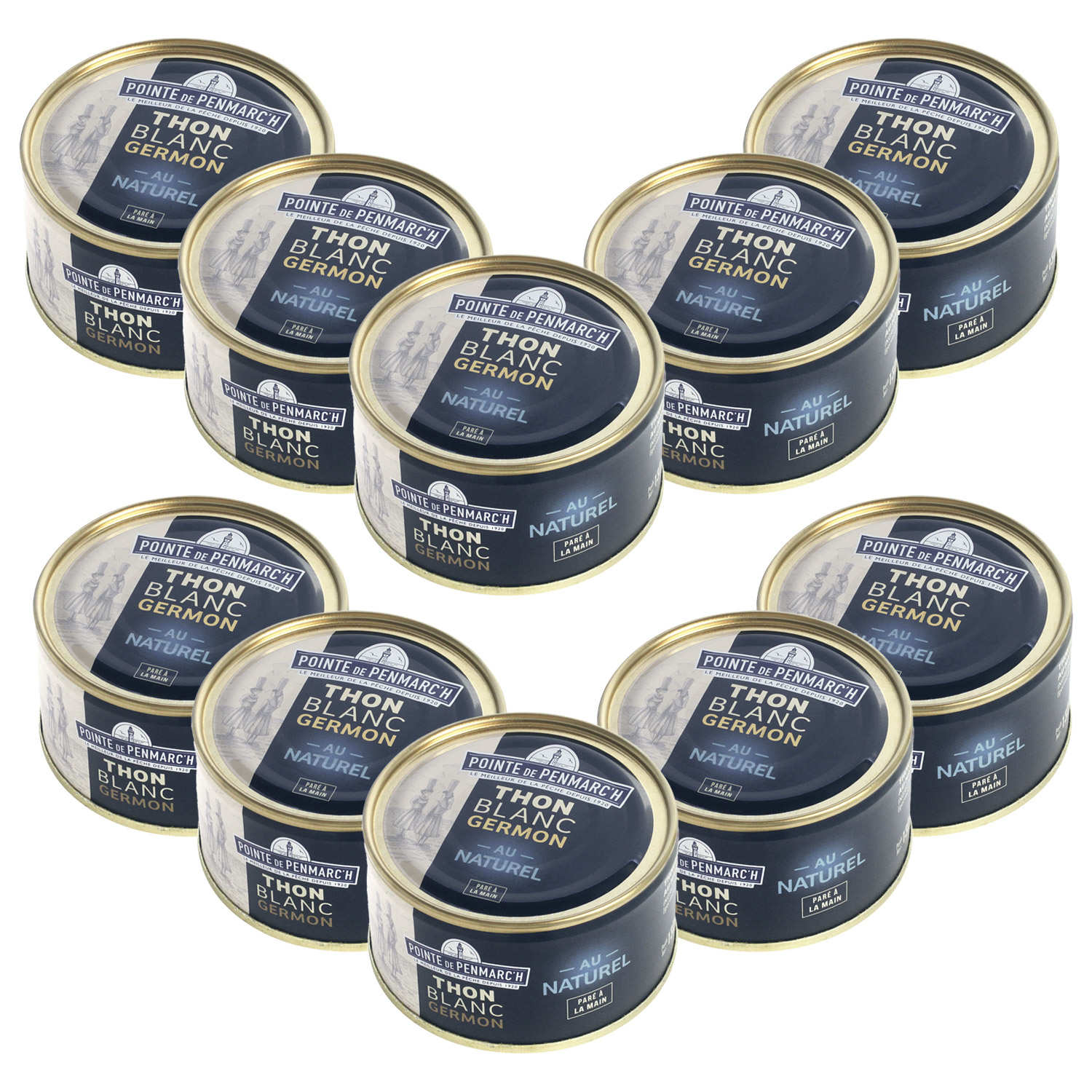 Lot de 10 boîtes de thon blanc Germon au naturel - La pointe de Penmarc'h