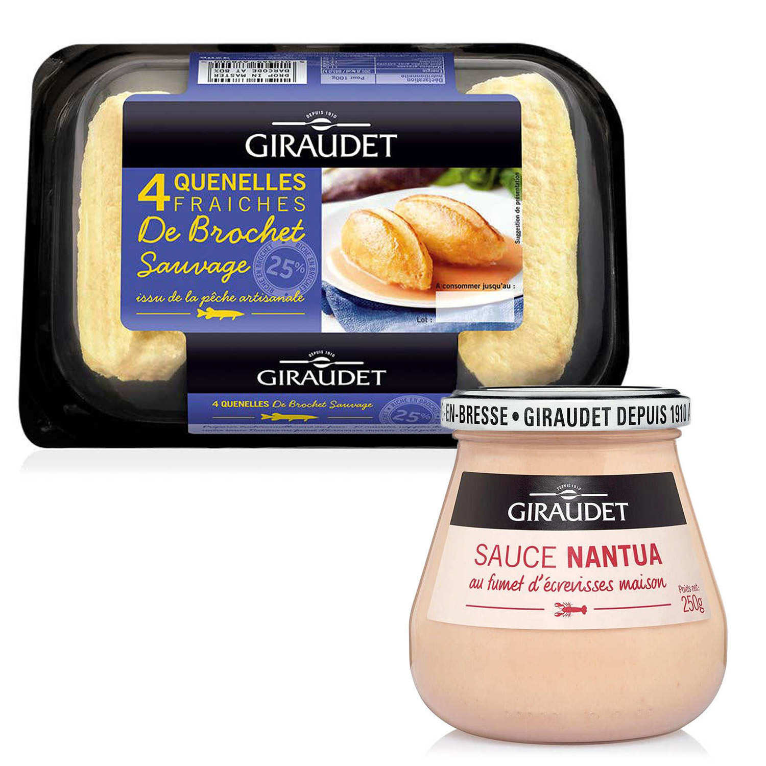 Batch 4 wild pike quenelles + Nantua sauce (home-made crayfish sauce ...