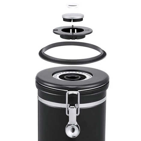 Hermetically sealed stainless steel coffee can with aroma valve - 500g ...