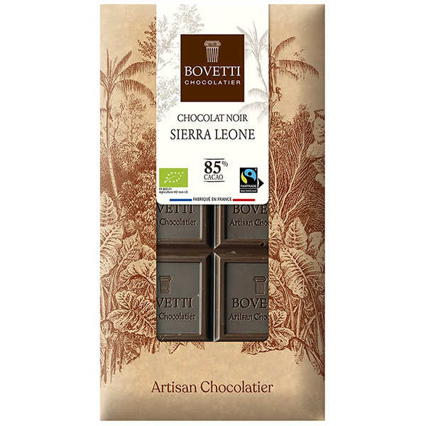 Sierra Leone 85% organic dark chocolate bar - Bovetti chocolats