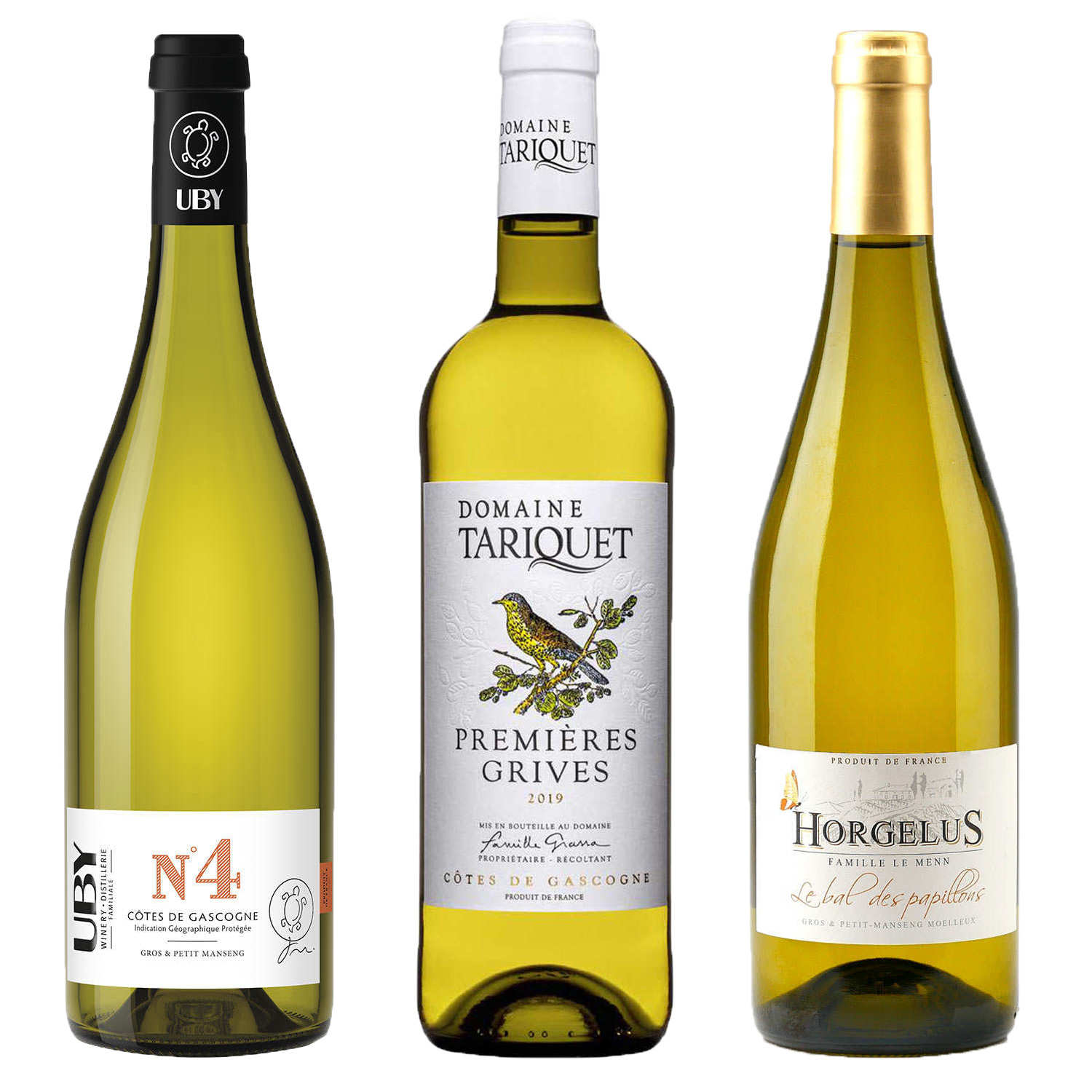 Assortment of 3 white wines from the South West