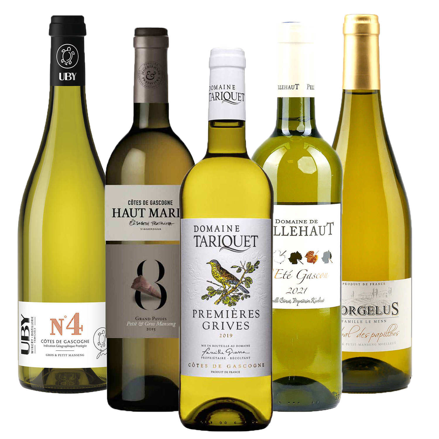 Assortment of 5 white wines from the South West