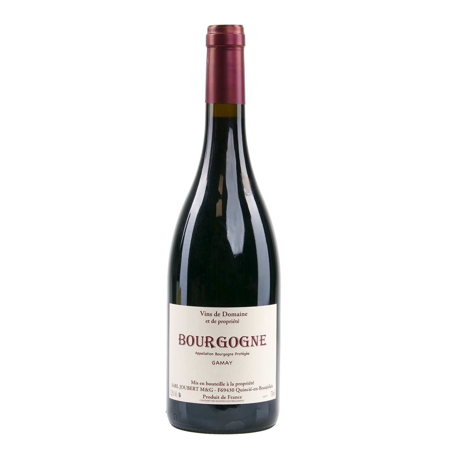 Bourgogne Rouge Gamay - vin rouge sans sulfite ajouté