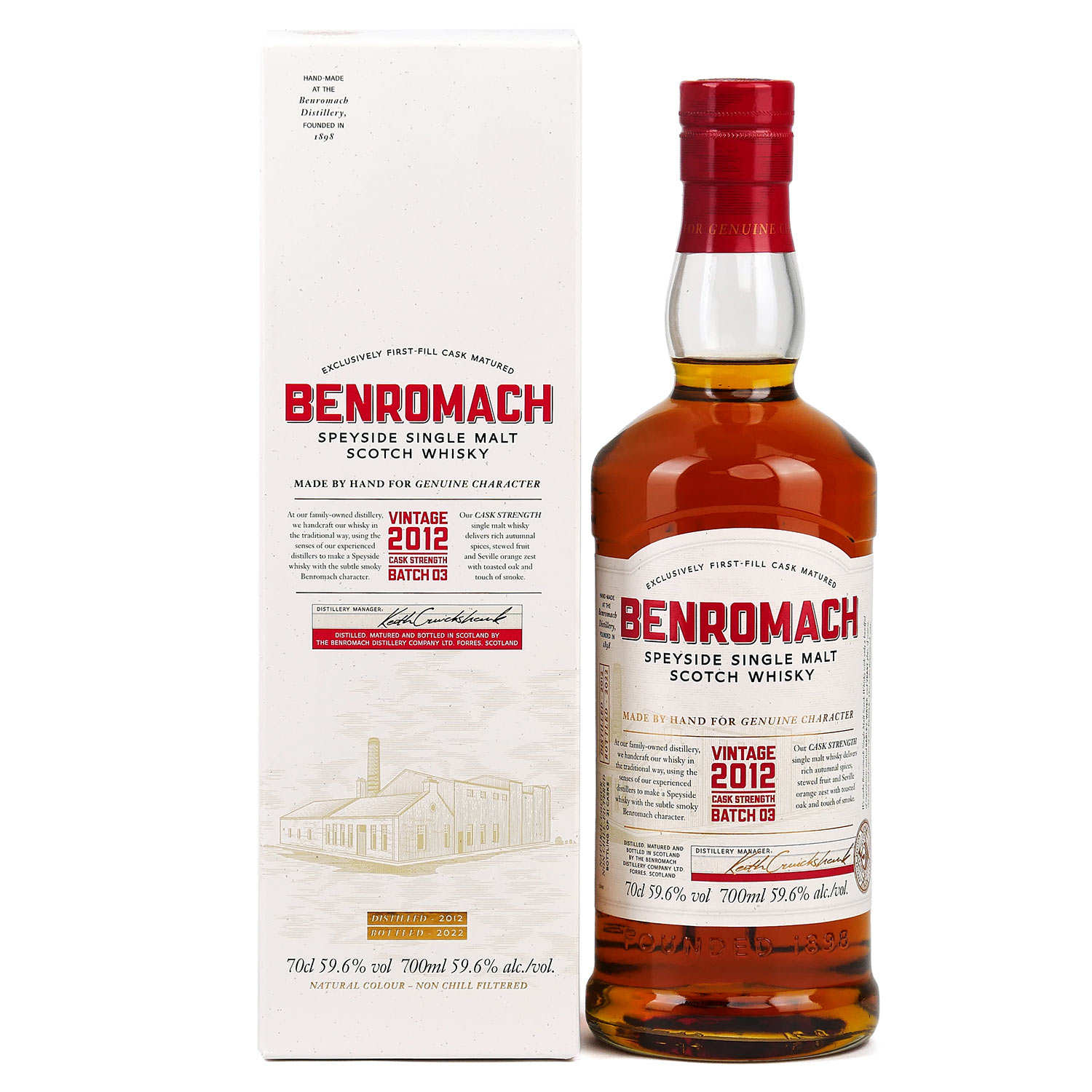 Whisky Benromach 2012 Vintage Cask Strength Batch 3 - 59% - Distillerie ...