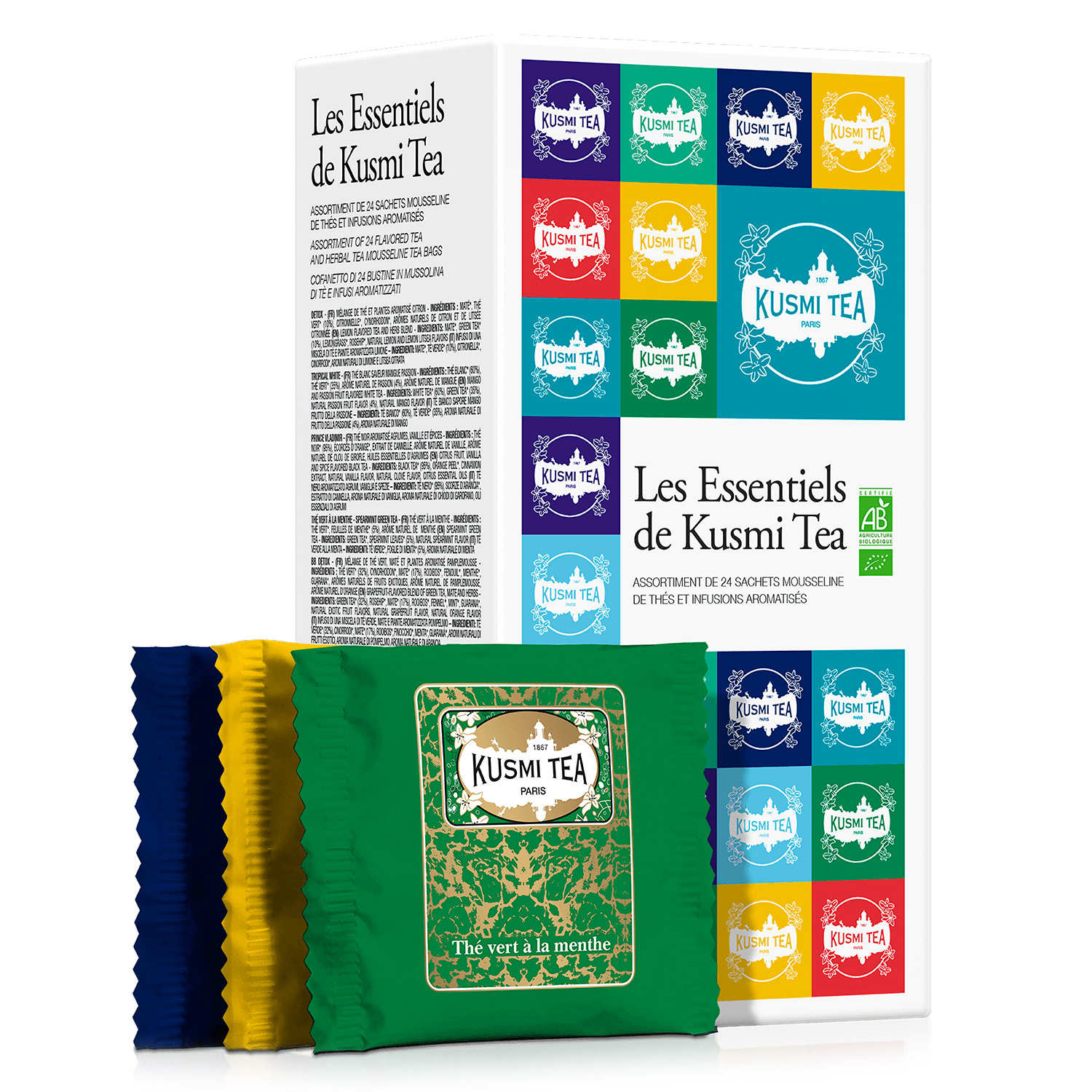 Coffret 24 sachets de thés et infusions bio Kusmi Tea - Les Essentiels Bio - Kusmi Tea