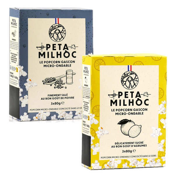 Salty + sweet microwavable popcorn discovery set - Peta Milhoc
