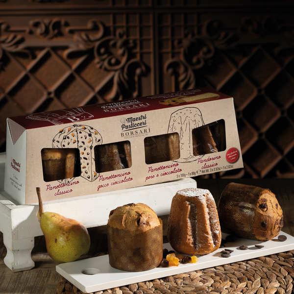 Set of 3 mini panettones and 1 mini pandoro - Borsari