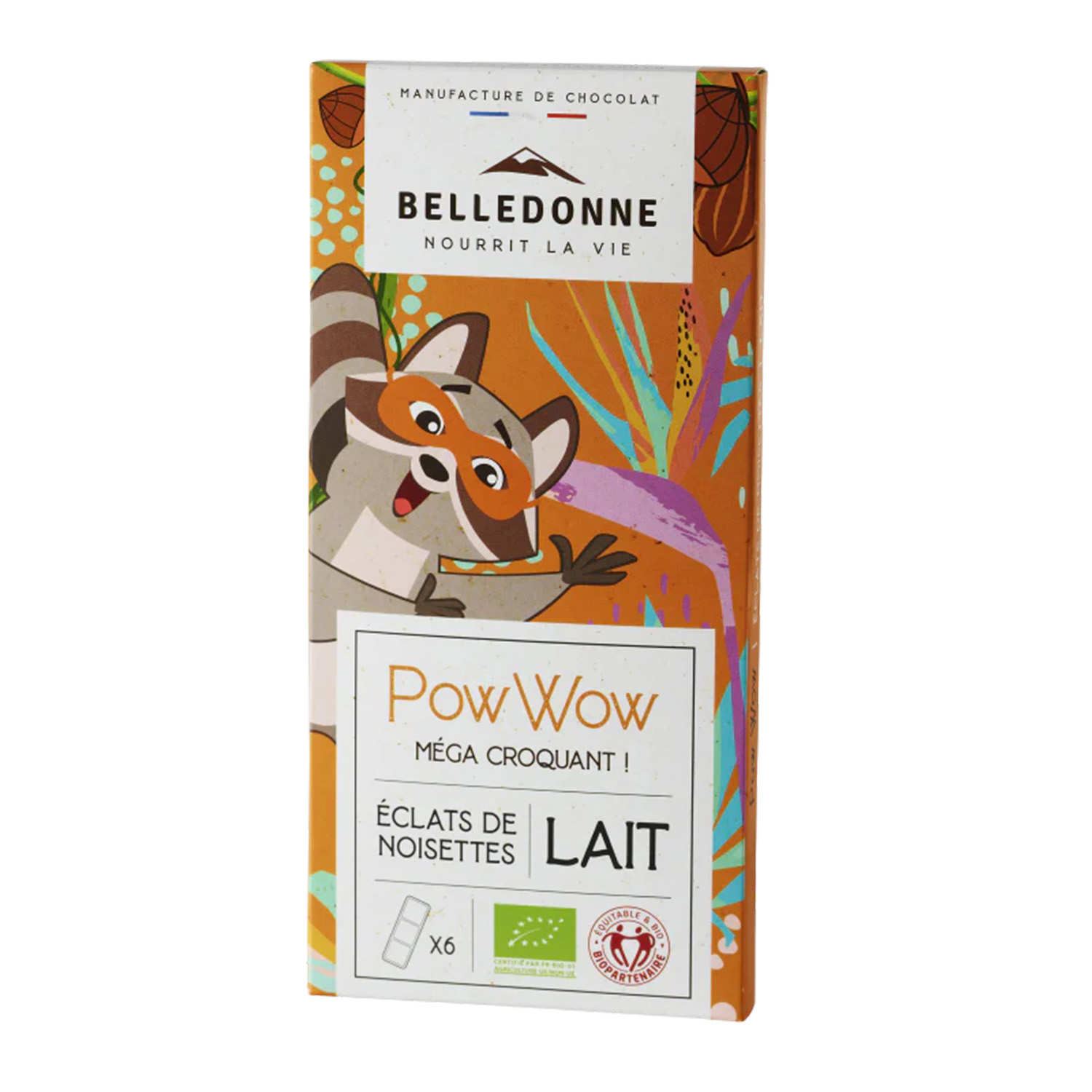 Organic and fair trade milk chocolate bar with hazelnut pieces ...