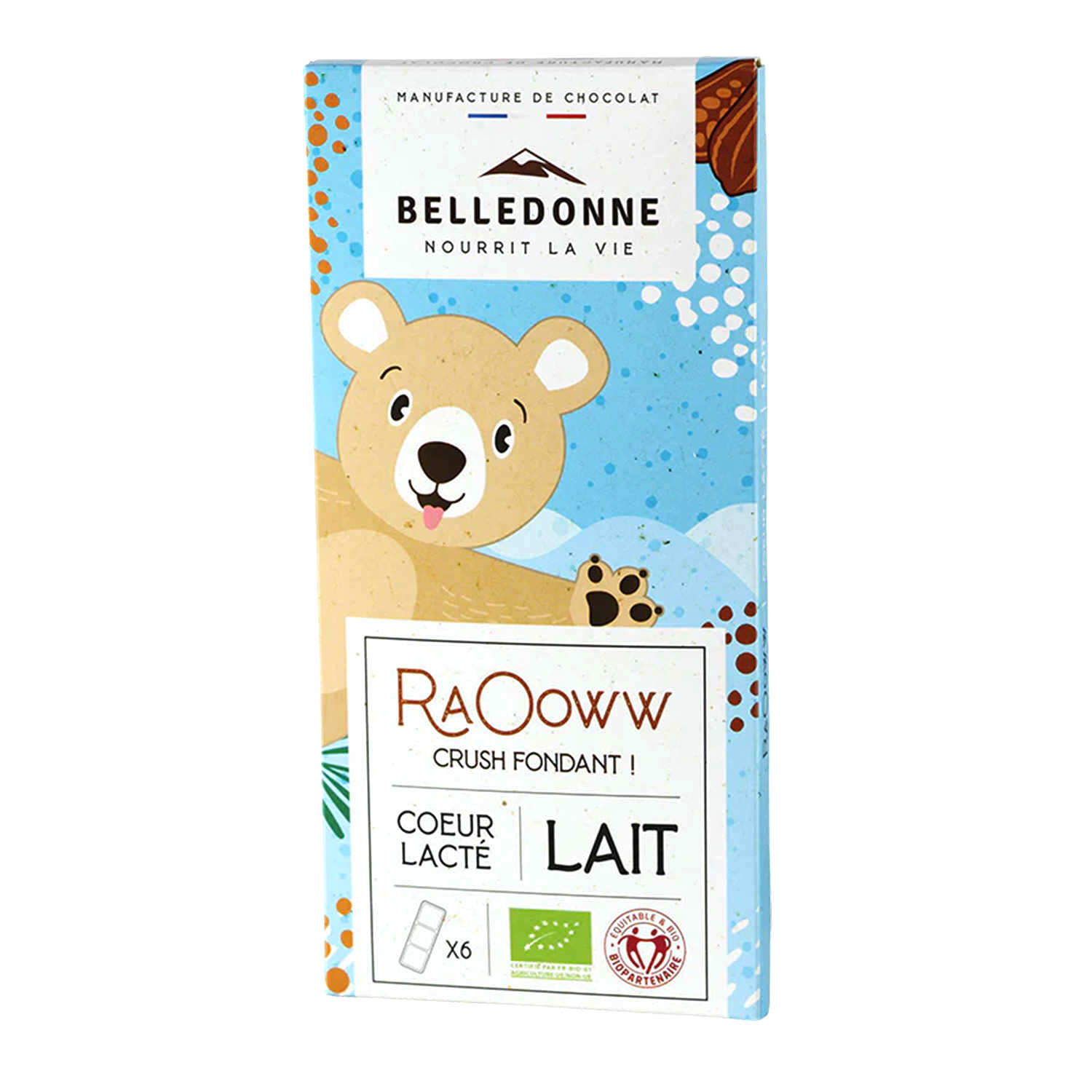 Organic and fair trade milk heart milk chocolate bar - Belledonne ...