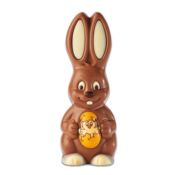 Milk chocolate rabbit with chick - BienManger.com Chocolats