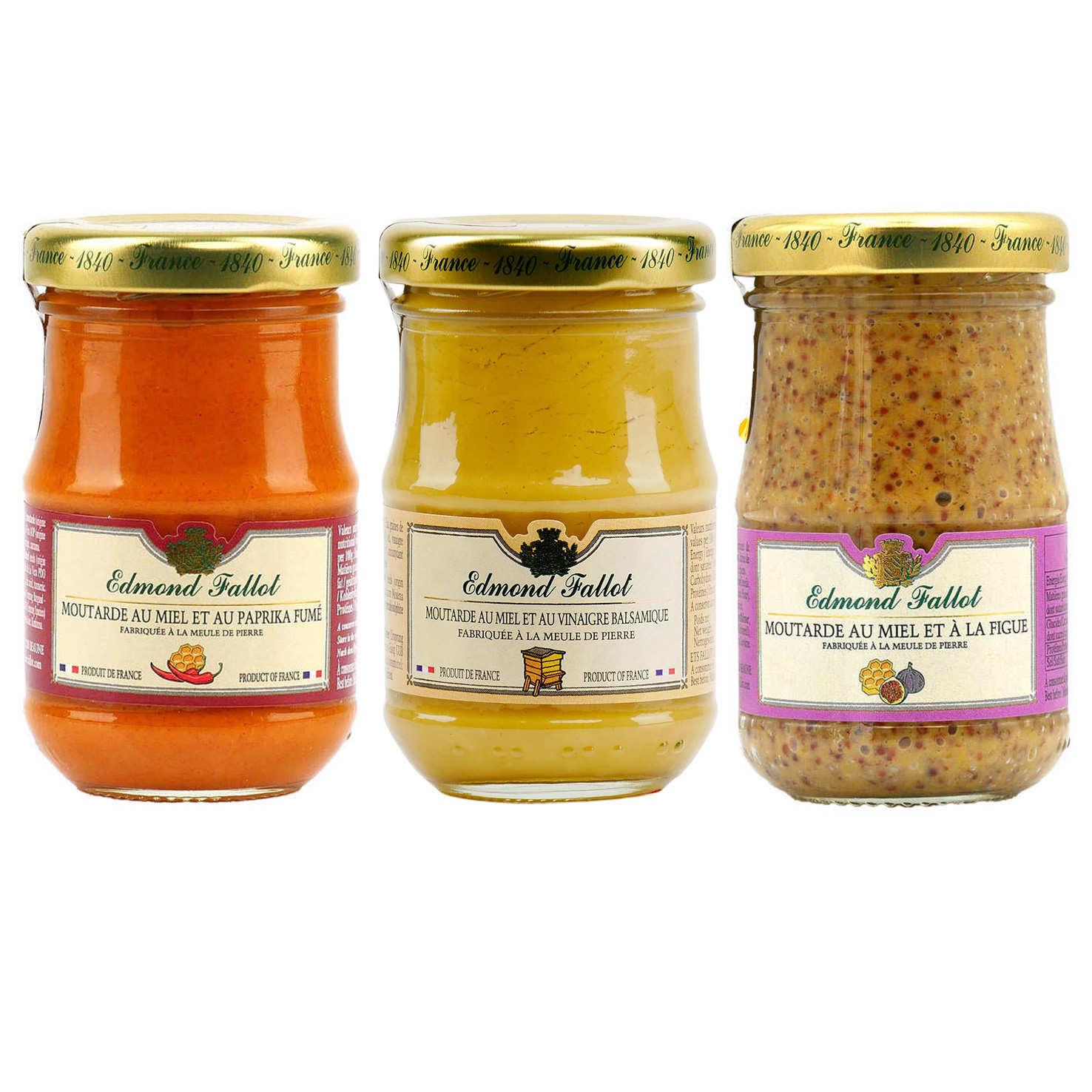 Assortment of 3 Fallot honey mustards - Fallot