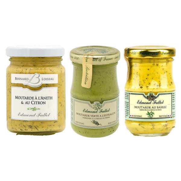 Assortment of 3 Fallot mustards with herbs - Fallot