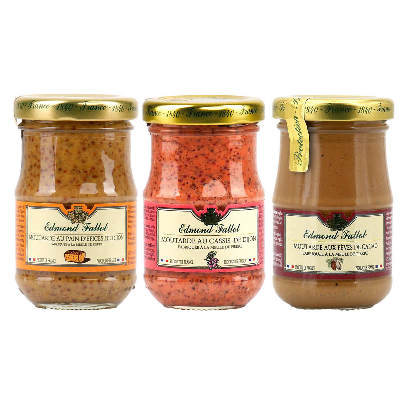 Assortment of 3 sweet and savory Fallot mustards - Fallot
