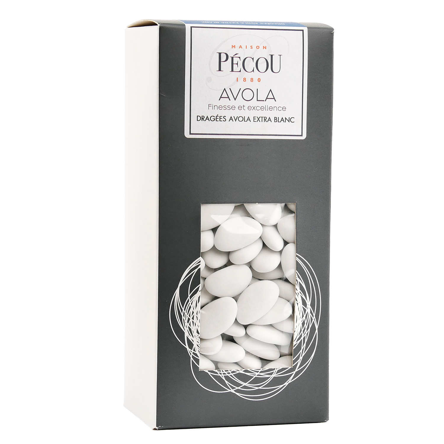 Extra white Avola Pécou sugared almonds in 1kg box - Maison Pécou