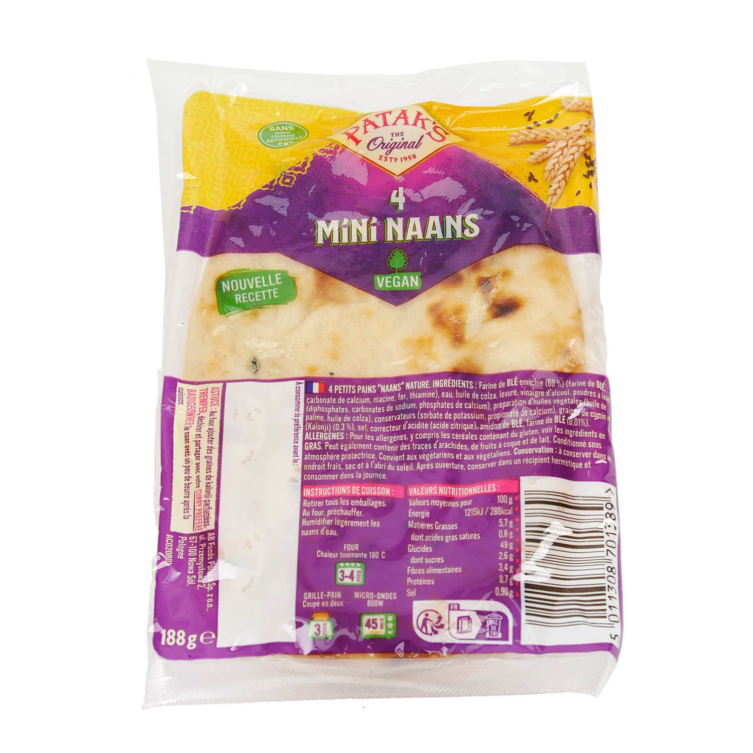 Mini naans indiens nature - Patak's