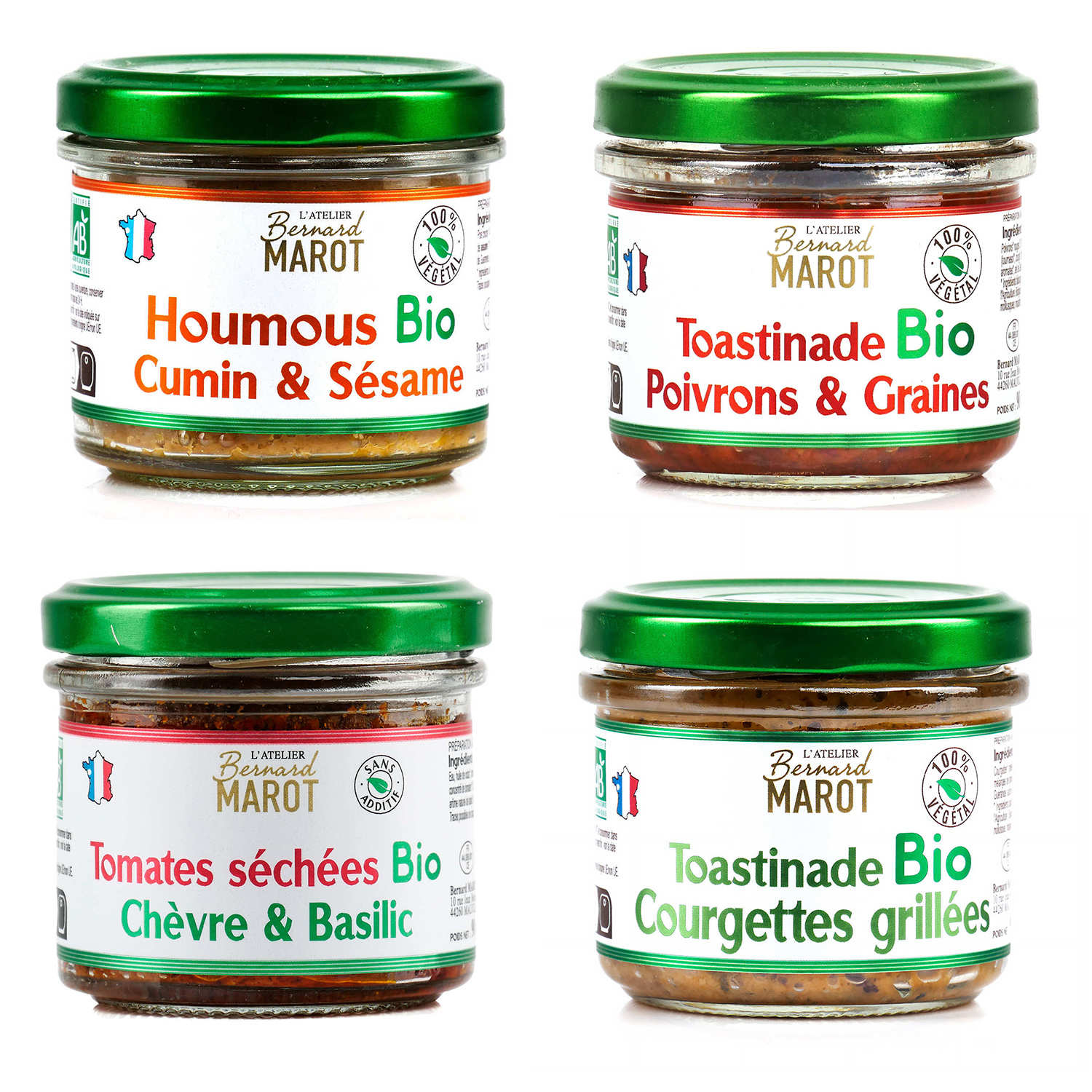 Assortiment de 4 tartinables bio Bernard Marot - Bernard Marot