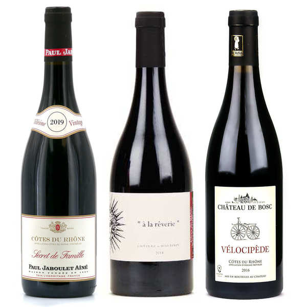 Lot découverte 3 vins rouges Côtes du Rhône