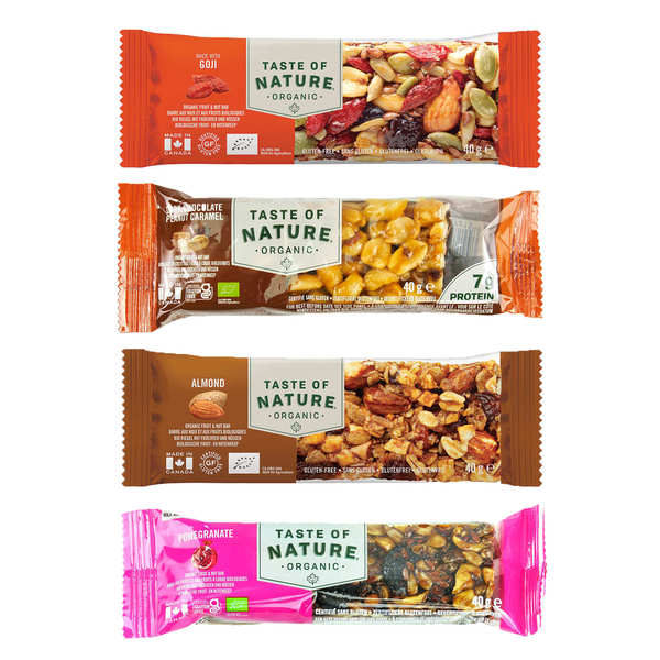 Assortment of 4 organic cereal bars - Vegan and gluten-free - Taste Of ...