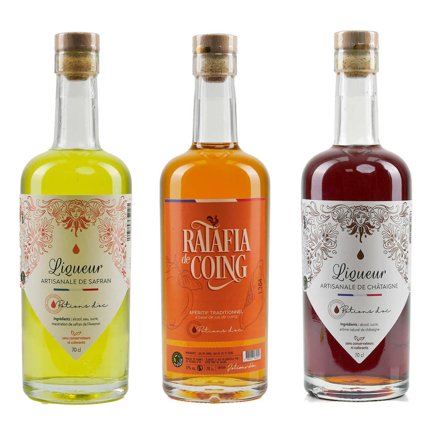 Assortiment de 3 liqueurs aveyronnaises Les Potions d'Oc - Les Potions d'Oc