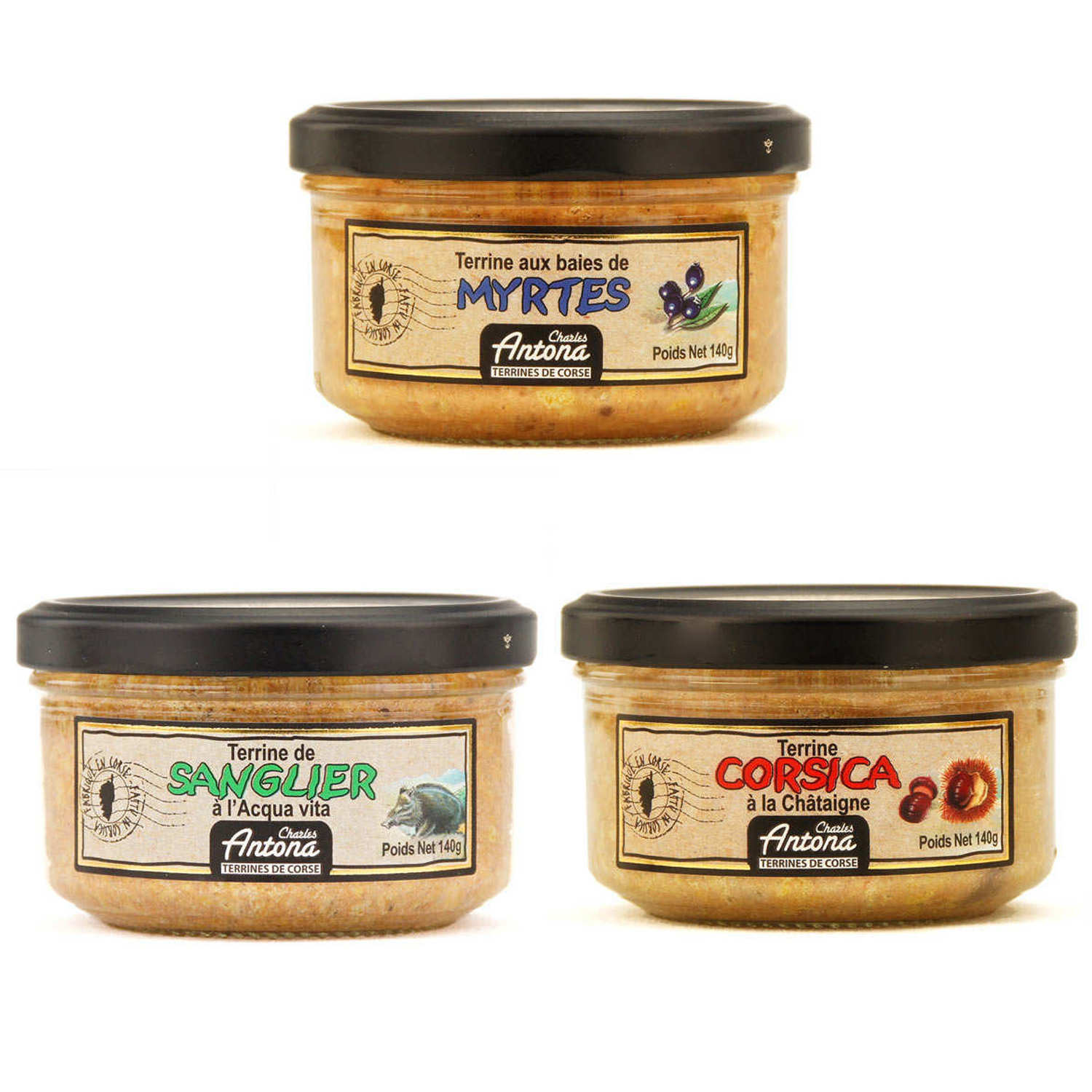 Assortiment de 3 terrines corses Charles Antona - Charles Antona