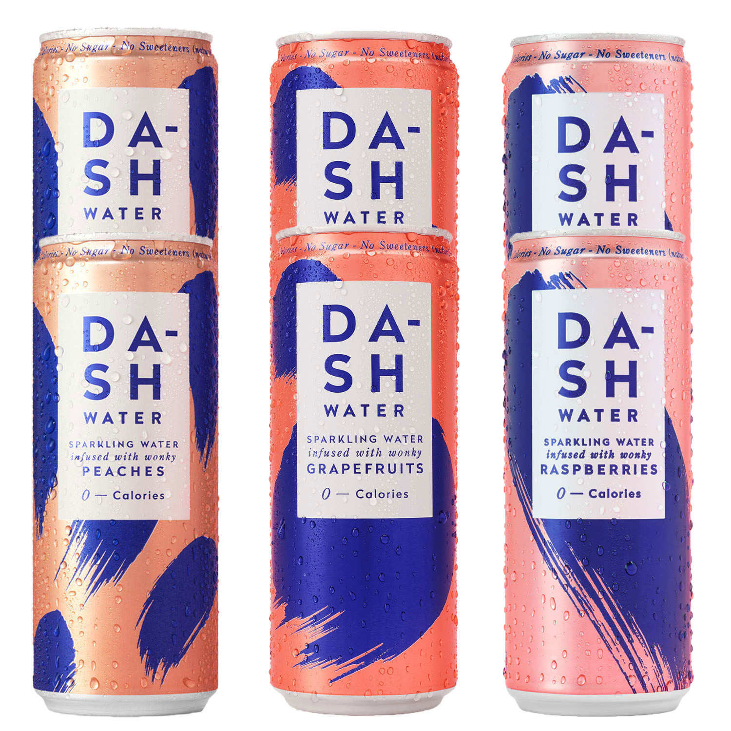 Discovery pack of 6 cans of Dash Water (peach, raspberry, grapefruit ...
