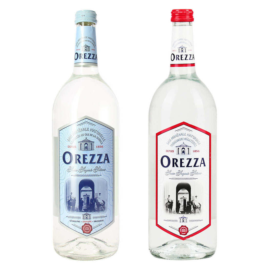 Set of 2 bottles of still and sparkling mineral water - Orezza