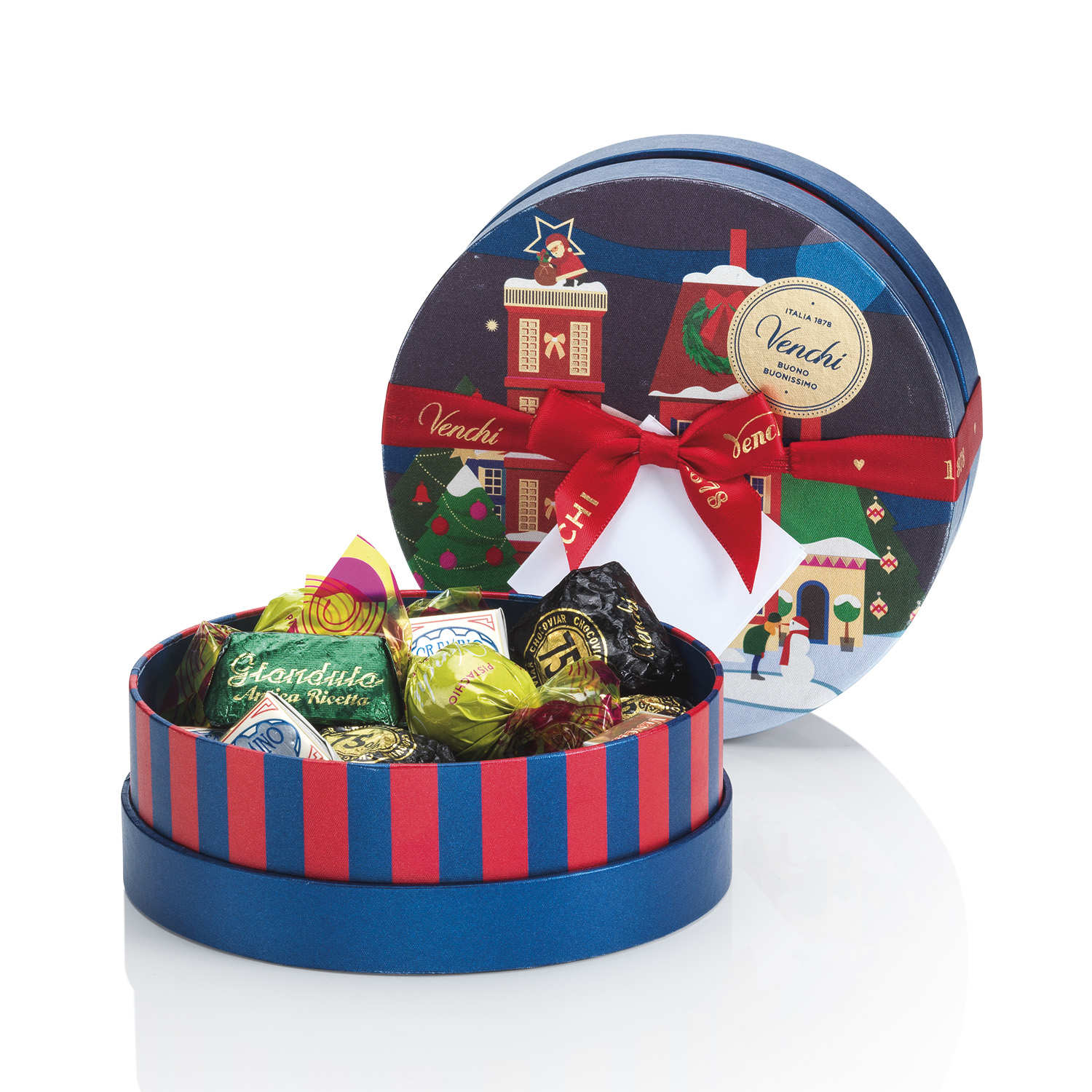 Venchi Chocolate Assortment - Alice Bureau Round Christmas Box - Venchi