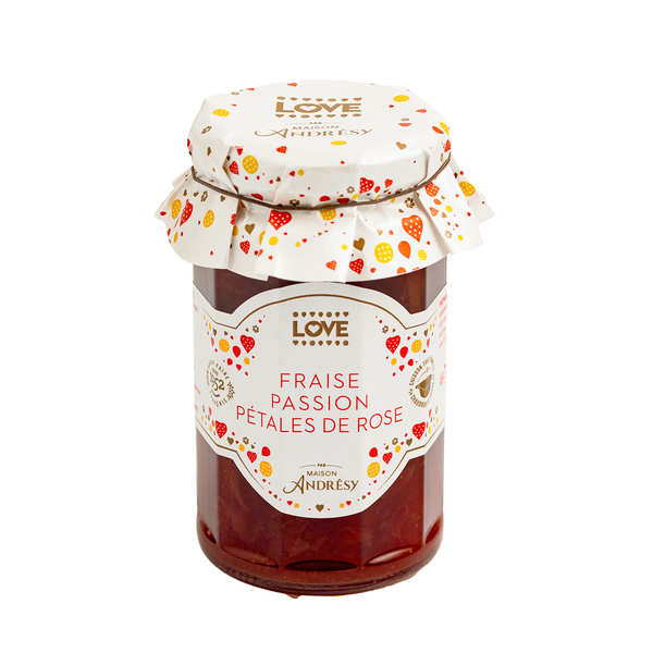 Confiture fraise, passion, pétales de rose - Recette Love - Andresy ...