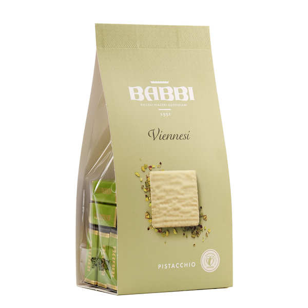 Pistachio Viennesi - 10 wafers coated in white chocolate - Babbi