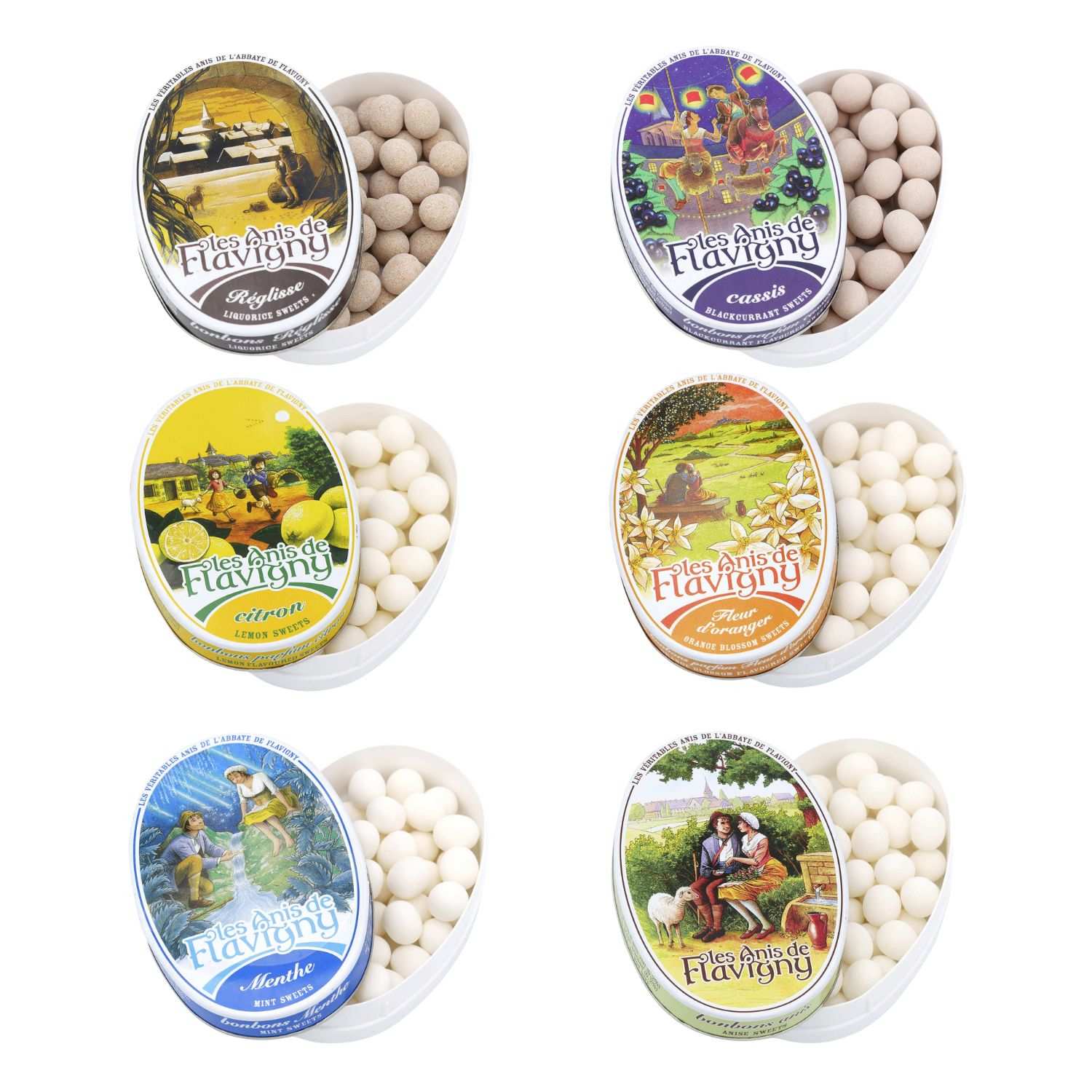 Assortment of 6 boxes of Anis de Flavigny candies - Les Anis de Flavigny