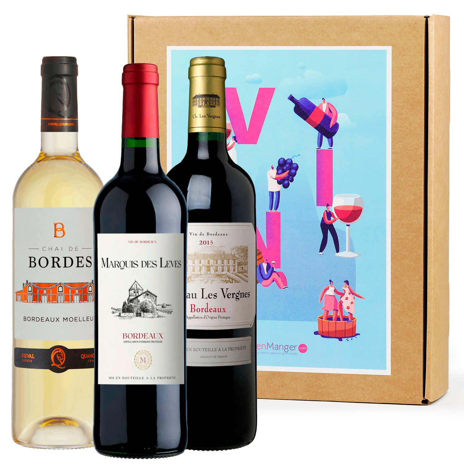 Gift box of 3 Bordeaux wines at a low price - BienManger Paniers Garnis