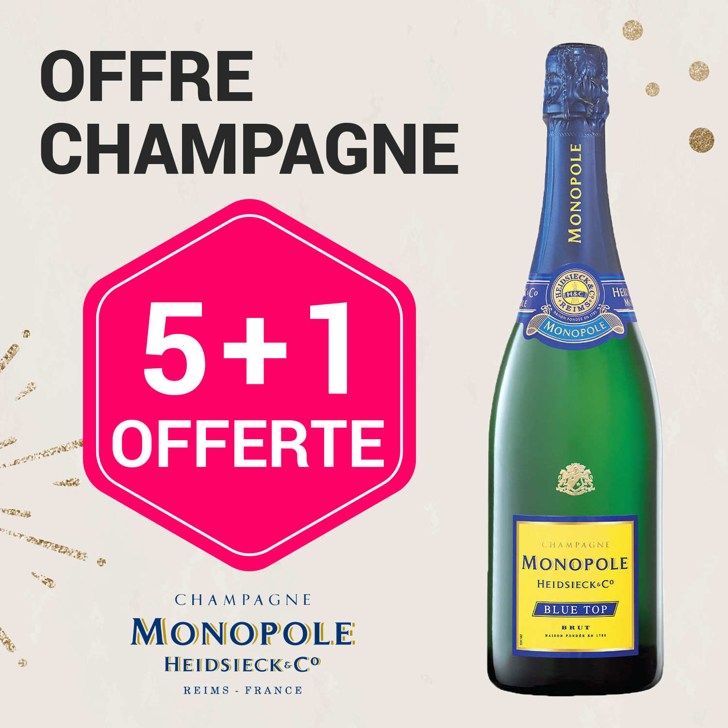 Offer 5 bottles of Champagne Heidsieck & Co Monopole + 1 free - Heidsieck & co