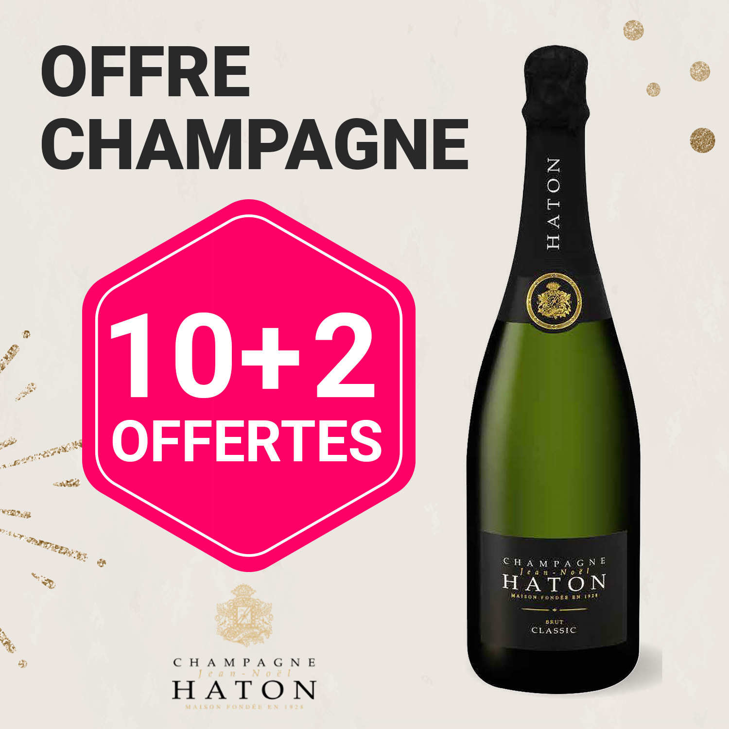 Offre 10 bouteilles de Champagne Jean-Noël Haton Cuvée Brut Classic + 2 offerte