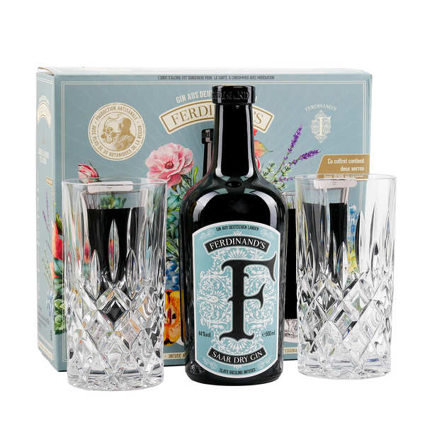 Coffret Saar Dry Gin Ferdinand's 44% + 2 verres - Ferdinand's