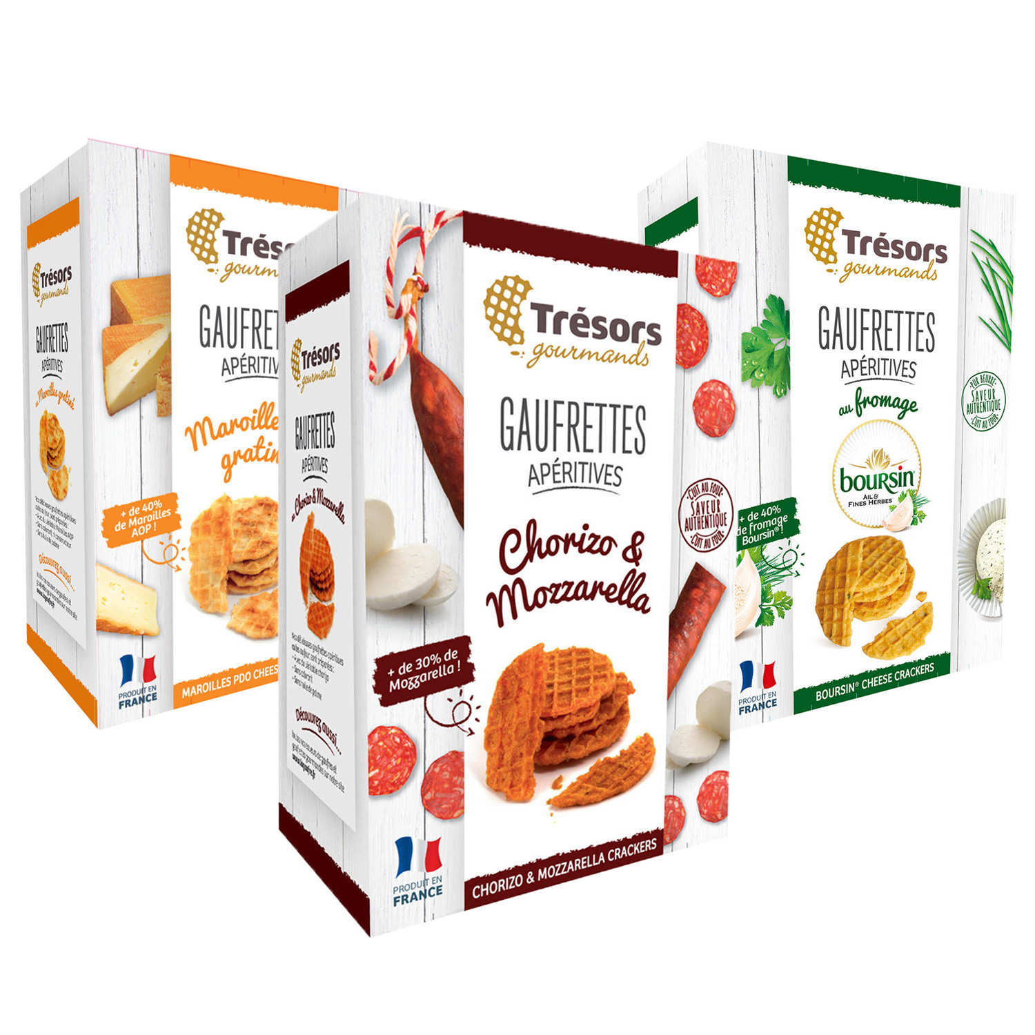 Assortment of 3 boxes of cheese aperitif wafers - Trésors Gourmands