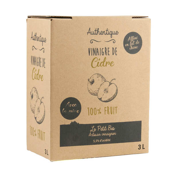 Organic cider vinegar aged in oak barrels with the mother in 3L BIB ...