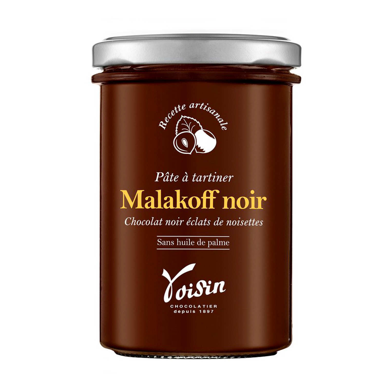 Malakoff dark chocolate spread with hazelnut pieces - Voisin - Voisin chocolatier torréfacteur