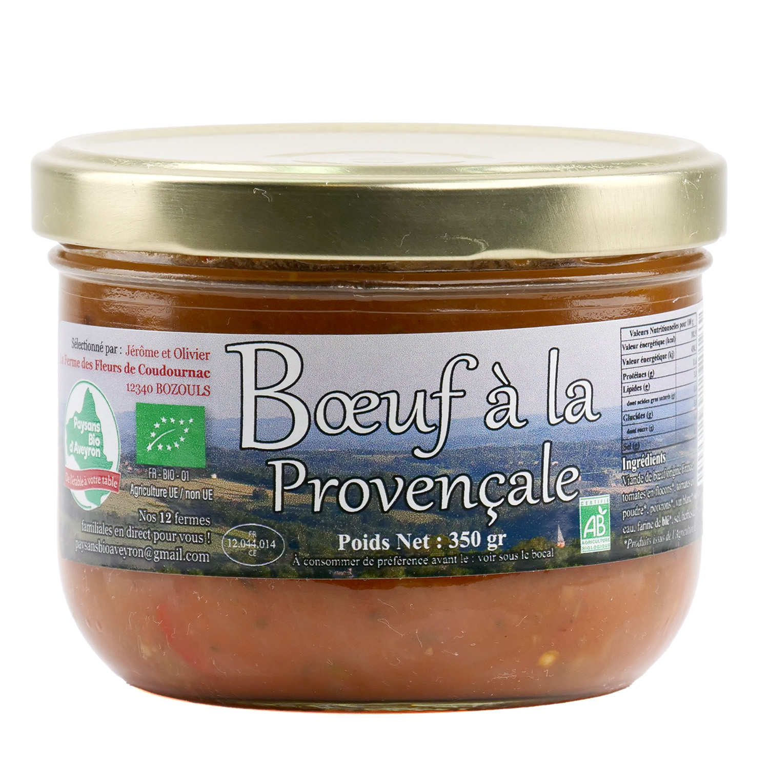 Organic Provençal Beef - Farmhouse ready meal from Aveyron - Paysans ...