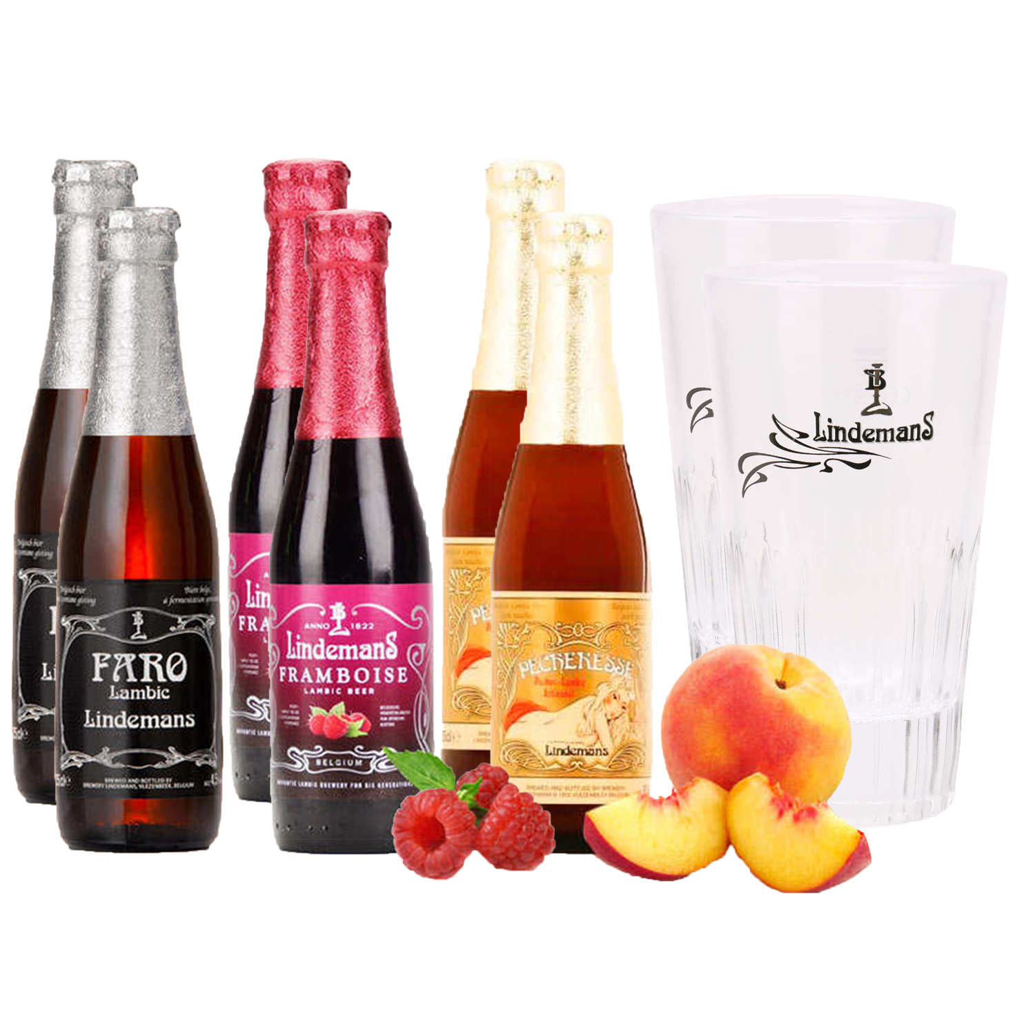 Discovery pack 6 Lindemans beers + 2 glasses - Brasserie Lindemans