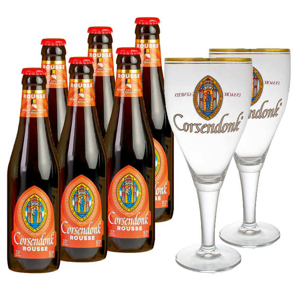 Pack 6 bières Corsendonk rousse + 2 verres - Brasserie Corsendonk