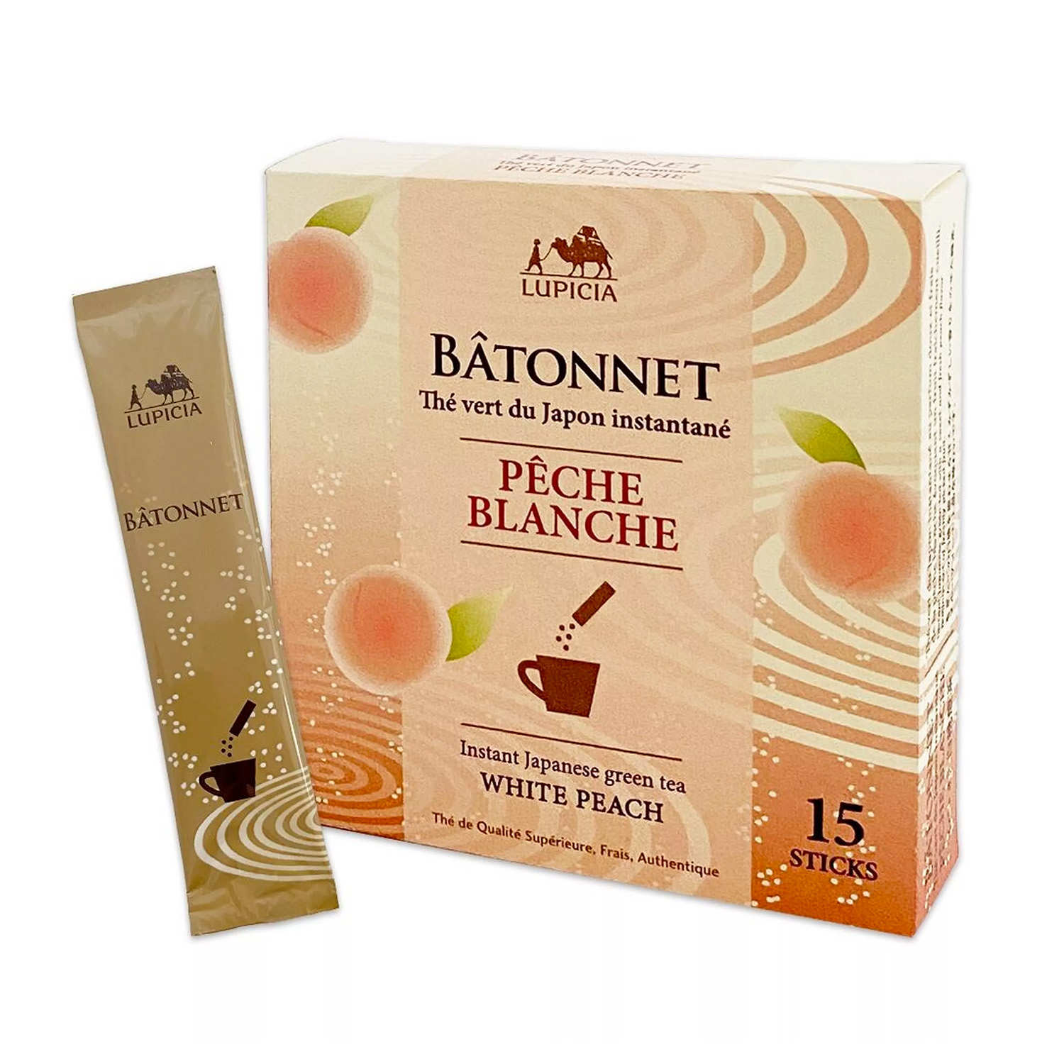15 White Peach Flavored Green Tea Sticks - Lupicia