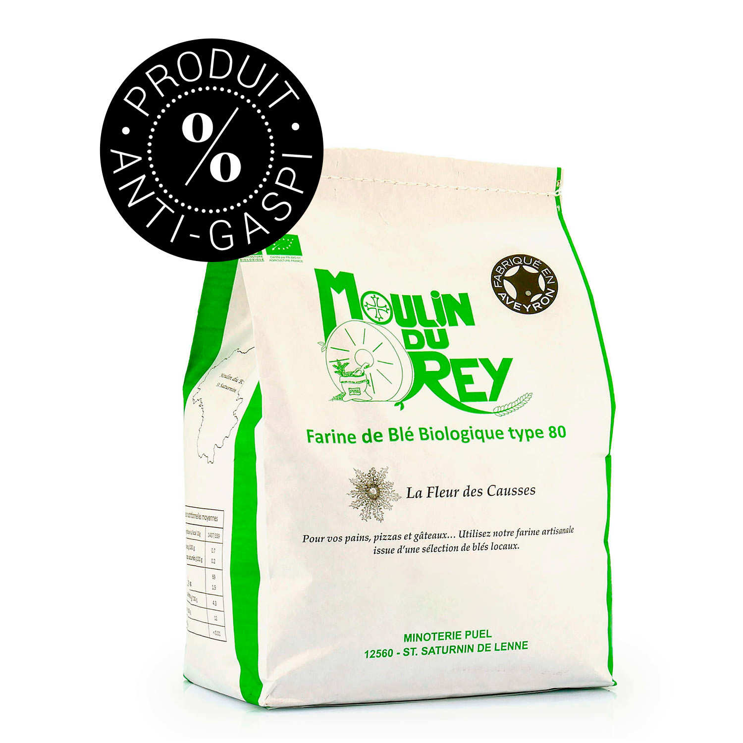 Organic "Fleur des Causses" wheat flour T80 - Anti-waste offer Best ...