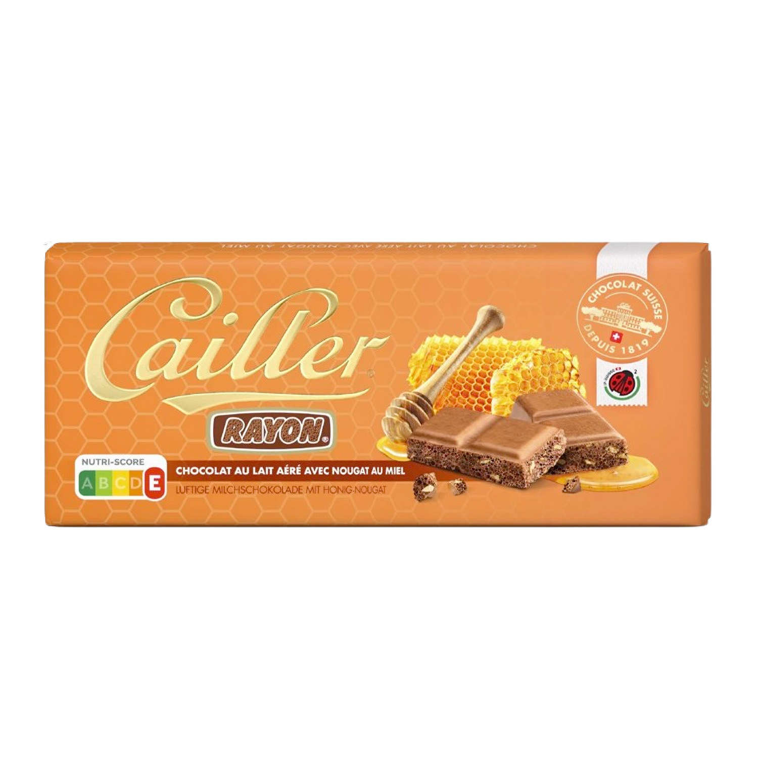 Tablette de chocolat suisse au lait aéré avec nougat au miel - Cailler ...