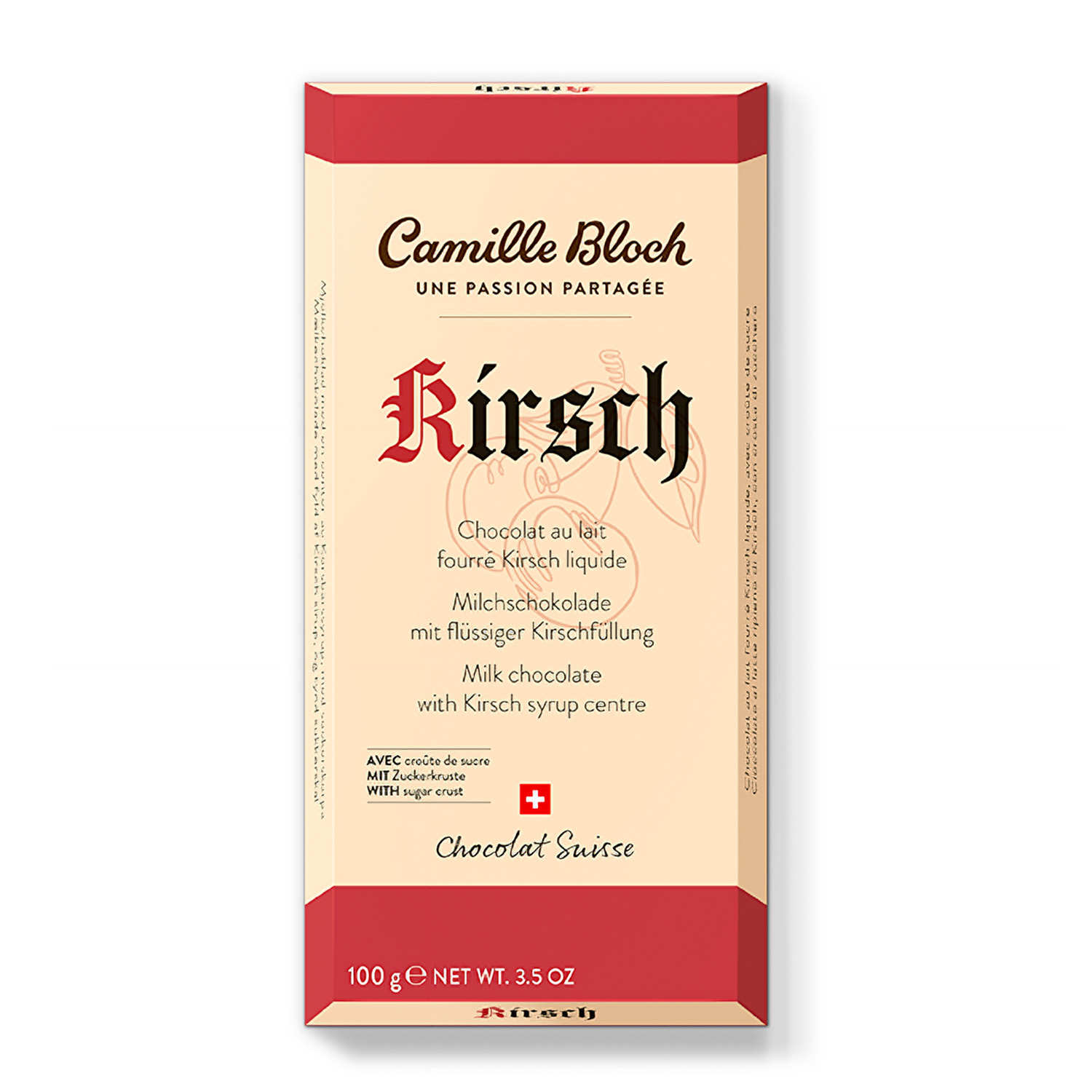 Swiss milk chocolate bar filled with Kirsch - Camille Bloch - Camille Bloch