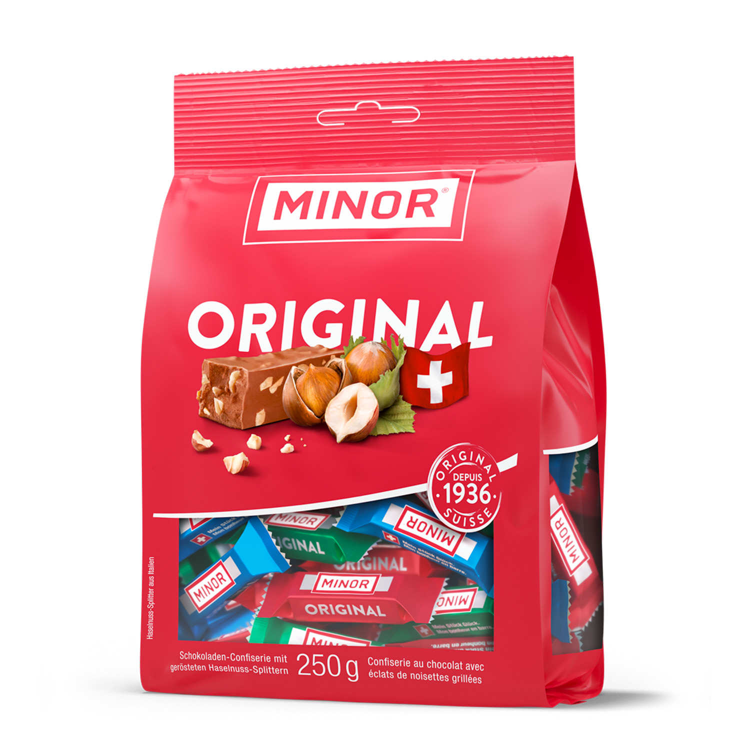 Mini Minor Original - Swiss milk chocolate and roasted hazelnut pieces ...