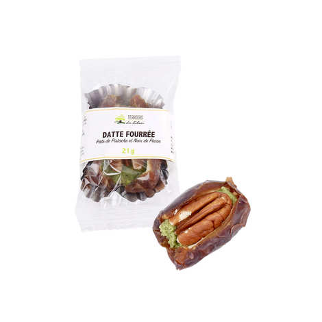 Datte fourrée pâte d'amandes à la pistache et noix de Pécan - Terroirs ...