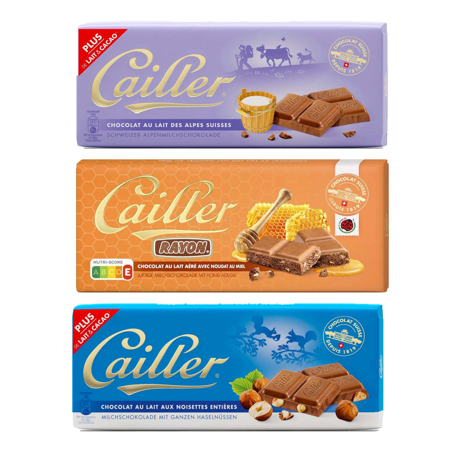Lot découverte 3 tablettes de chocolats Suisse Cailler - Cailler