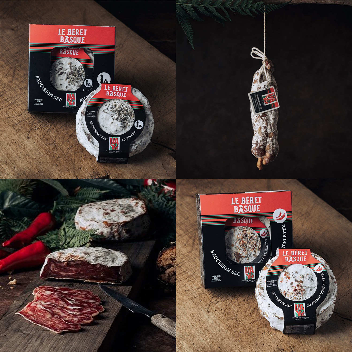 Lot de 2 bérets basques et une saucisse sèche Maison Mayté - Maison Mayté