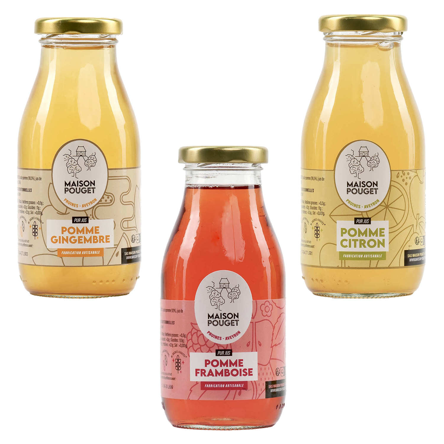 Assortiment de 3 jus de pommes artisanaux Maison Pouget - Maison Pouget
